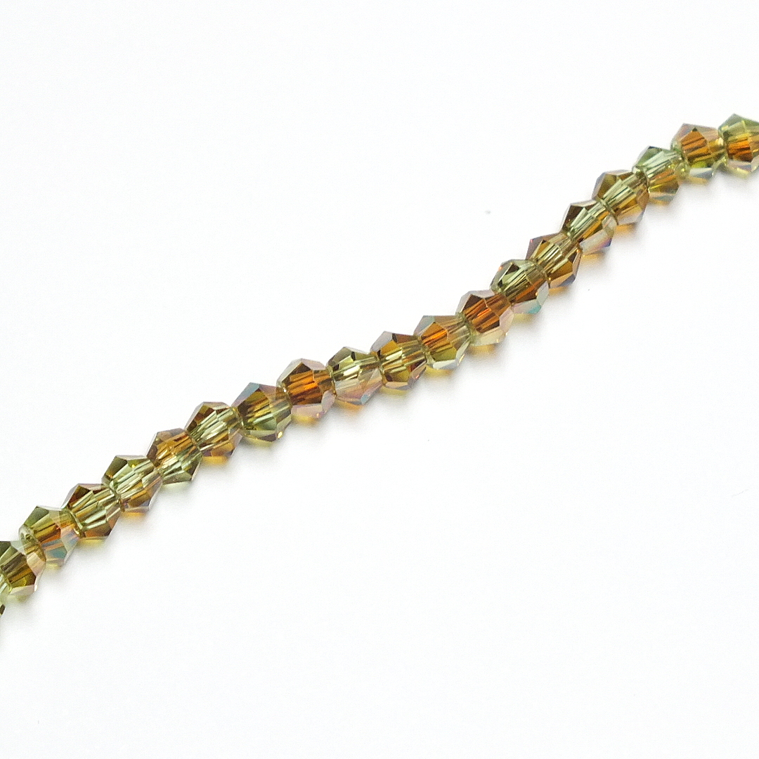 Strand Approx 100 Faceted Bicones 3x3mm Half Plated Green & Yellow ...