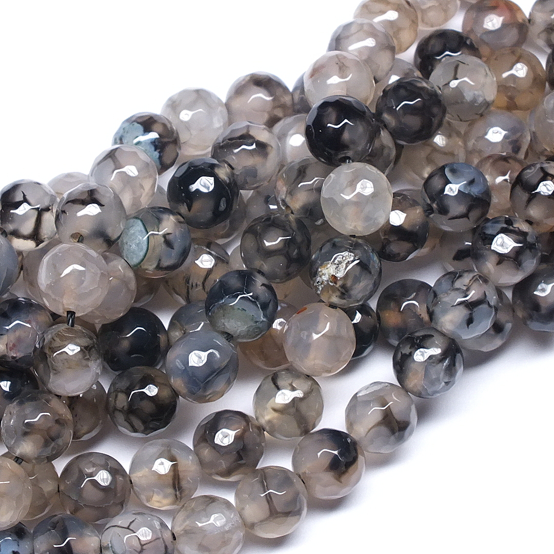Grey Cracked Agate Faceted Rounds 10 mm – The Beadster