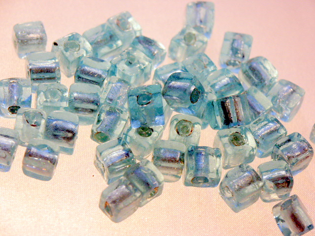 Powder Blue Silver Foil Cube – The Beadster